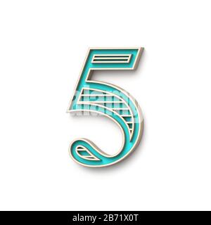 Classic old fashioned font Number 1 ONE 3D render illustration isolated ...