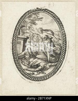 Leander and Hero. In an oval, the myth is depicted from Leander and ...