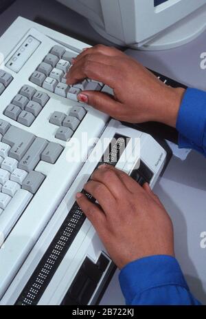 Computer keyboard for visually-impaired and blind people Stock Photo ...