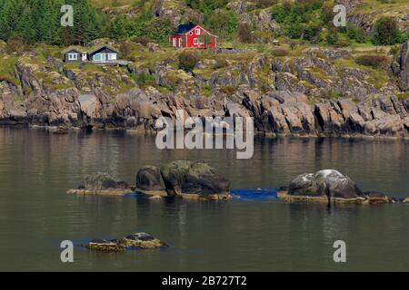 Mortsund village, Lofoten Islands, Nordland County, Norway Stock Photo ...