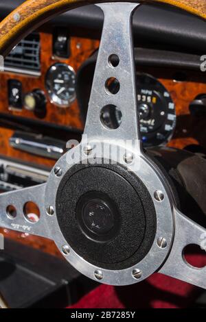 interior of classic MGB rally car ready for competition Stock Photo - Alamy
