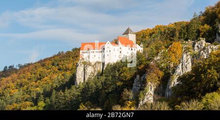 Panorama view of Prunn castle / Burg Prunn. Old, medieval fortress on ...