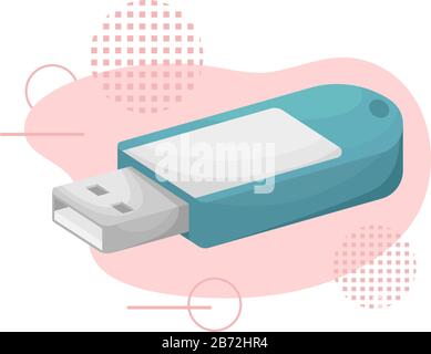 USB data storage technology isometric in black and white Stock Vector ...