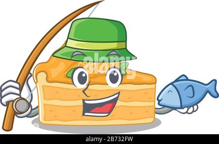 orange pie with fishing character on white background Stock Vector ...