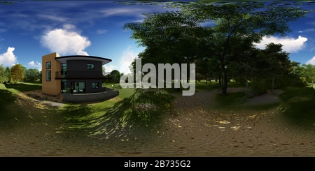 360° view of House Design CUBIC - Exterior Right Side View - Alamy