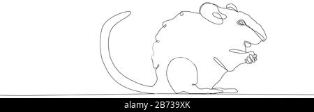 Continuous one line drawing of rat or mouse. Vector Stock Vector Image ...