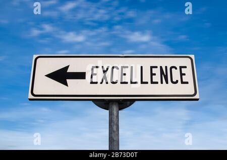 Excellence road sign on blue sky background Stock Photo - Alamy