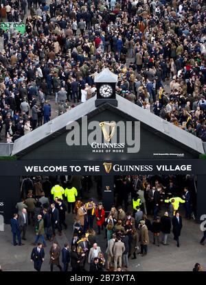 A general view of the Guinness Village during Ladies Day at the 2016 ...