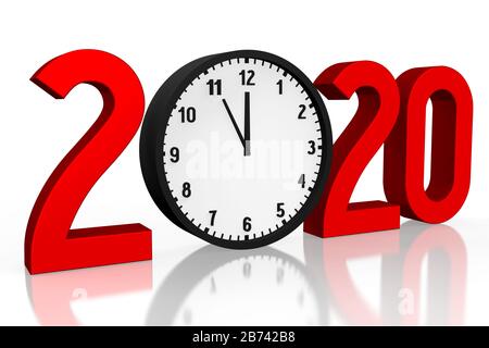 2020 concept - clock - 3D rendering Stock Photo - Alamy