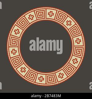 Classical Greek meander, circle frame, made of seamless meander pattern ...