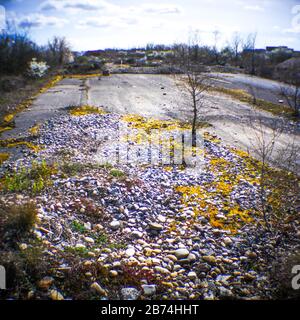 Disused road section, digitally filtered picture, Saint-Priest, France ...