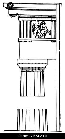 Simple line drawing of a doric order column capital found in ancient ...