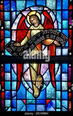 Angel holding scroll stained glass, St Peter and St Paul Church ...
