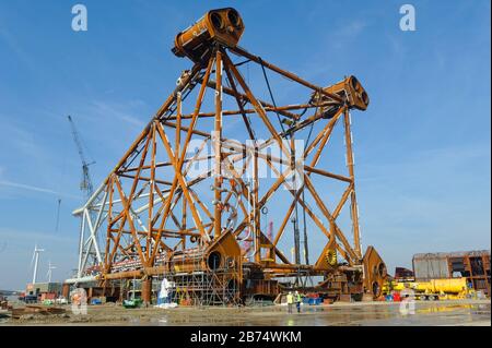 An offshore oil and gas platform also known as a steel jacket under ...