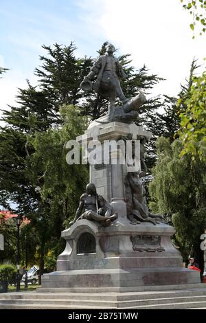 Hernando de Magallanes monument. Plaza de Armas. Punta Arenas. Chile ...