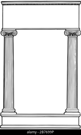 Two line drawing ionic columns vector illustration isolated on white ...