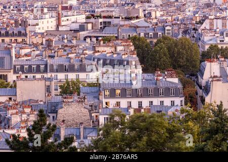View of the rooftops of Paris, Ile-de-France, France, from the Institut ...