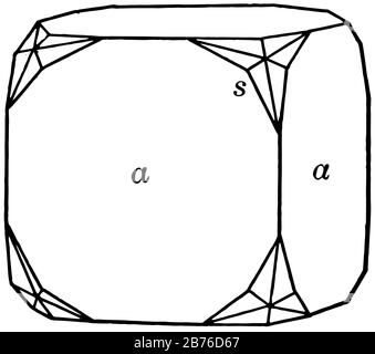 This diagram represents Hexoctahedron, vintage line drawing or ...
