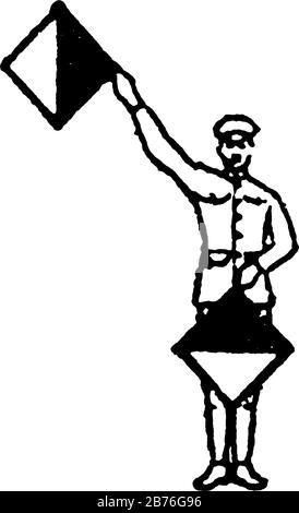 Flag signal for the letter I and the number 9, a man holding two flags ...