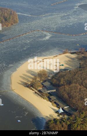 , sandy beach at Seebad Haltern at lake Halterner Stausee, 20.06.2017 ...