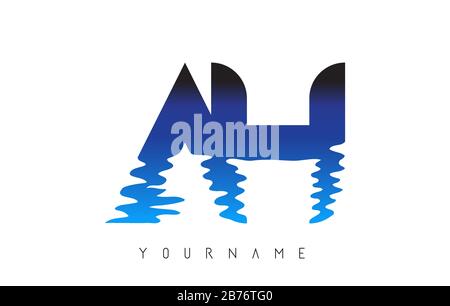 letter ah blue abstract circle geometric line logo vector Stock Vector ...