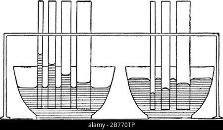 Adhesion and cohesion of water. Concave and convex meniscus. Vector ...