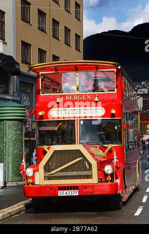 Tour Bus in Bergen City, Norway, Scandinavia Stock Photo - Alamy