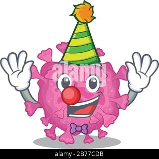 Funny Clown corona virus cartoon character mascot design Stock Vector ...