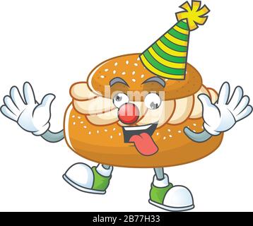 Funny semla cartoon design style with wink eye face Stock Vector Image ...