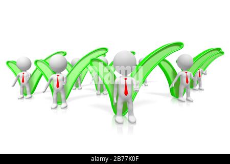 3d humanoid character with a green checkmark on white Stock Photo - Alamy