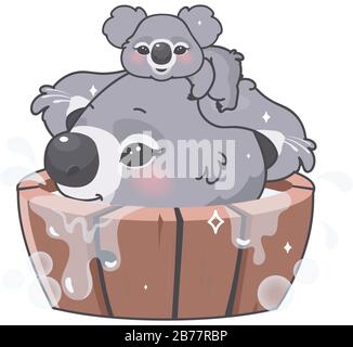 Vector emoticon illustration of a cartoon koala's face with a sad ...