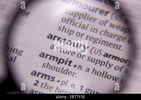 armoury word in a dictionary. armoury concept Stock Photo - Alamy