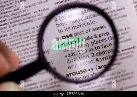 around word in a dictionary. around concept Stock Photo - Alamy