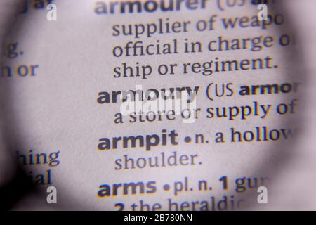 Armoury word or phrase in a dictionary Stock Photo - Alamy