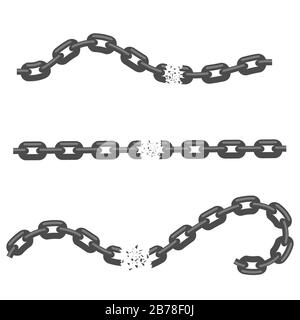 Broken Chain and Explosion on White Background. Freedom Concept Stock ...