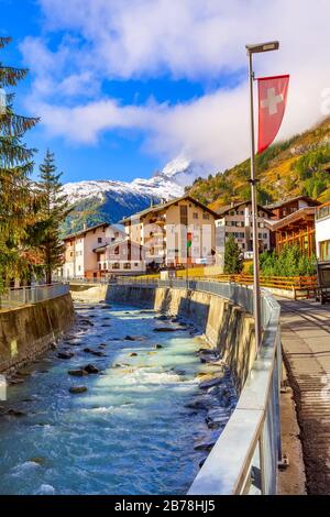 The Matterhorn and the Gornera River at Zermatt in Switzerland Stock ...