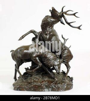 'Combat de cerfs' by Georges Gardet is a sculpture depicting a battle ...