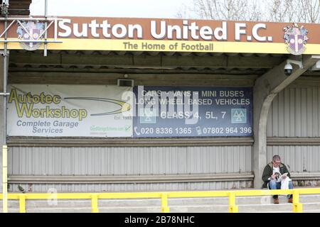 A general view of Gander Green Lane, home of Sutton United football ...
