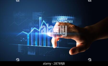 Hand touching CAREER OPPORTUNITIES button, business concept Stock Photo ...