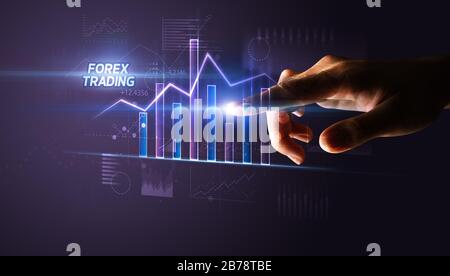 Hand touching FOREX TRADING button, business concept Stock Photo - Alamy