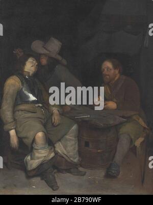 Gerard Ter Borch - Guardroom Interior with Soldiers Smoking and Playing ...