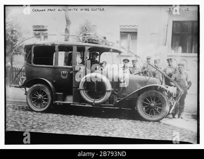 German Army auto with wire cutter, Photograph shows a German Army ...