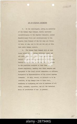 German Instrument of Surrender (May 7, 1945) - page 2 Stock Photo - Alamy