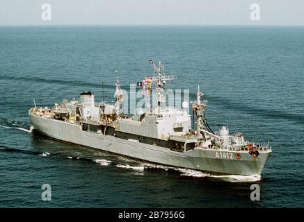 German replenishment ship Coburg (A1412) front view 1990 Stock Photo ...