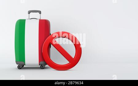 Italy flag prohibited no entry symbol. 3D Rendering Stock Photo - Alamy