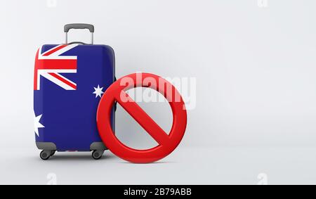 Australia flag prohibited no entry symbol. 3D Rendering Stock Photo - Alamy