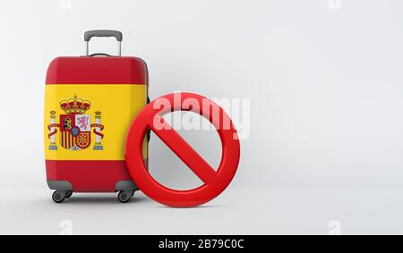 Spain flag prohibited no entry symbol. 3D Rendering Stock Photo - Alamy