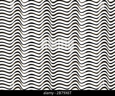Vector Seamless Black and White Wavy Lines Simple Pattern. Abstract ...