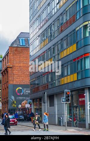 Cross Street at night, Manchester, England, United Kingdom, Europe ...