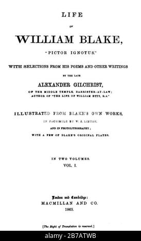 Gilchrist Life of Blake 1863 title page Stock Photo - Alamy